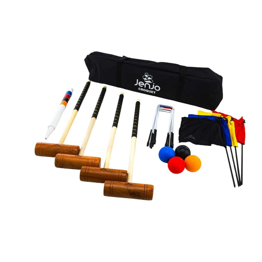 Championship Hardwood Croquet Mallet Set Game 4 Player Set w/Carry Bag ...