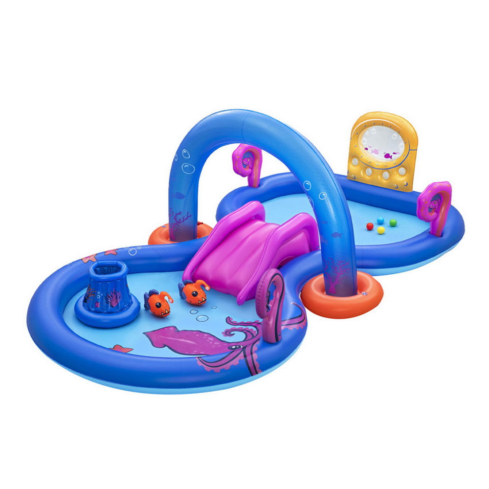 Bestway Kids Inflatable Play Splash Pool with Slide Ball Tossing Toys ...