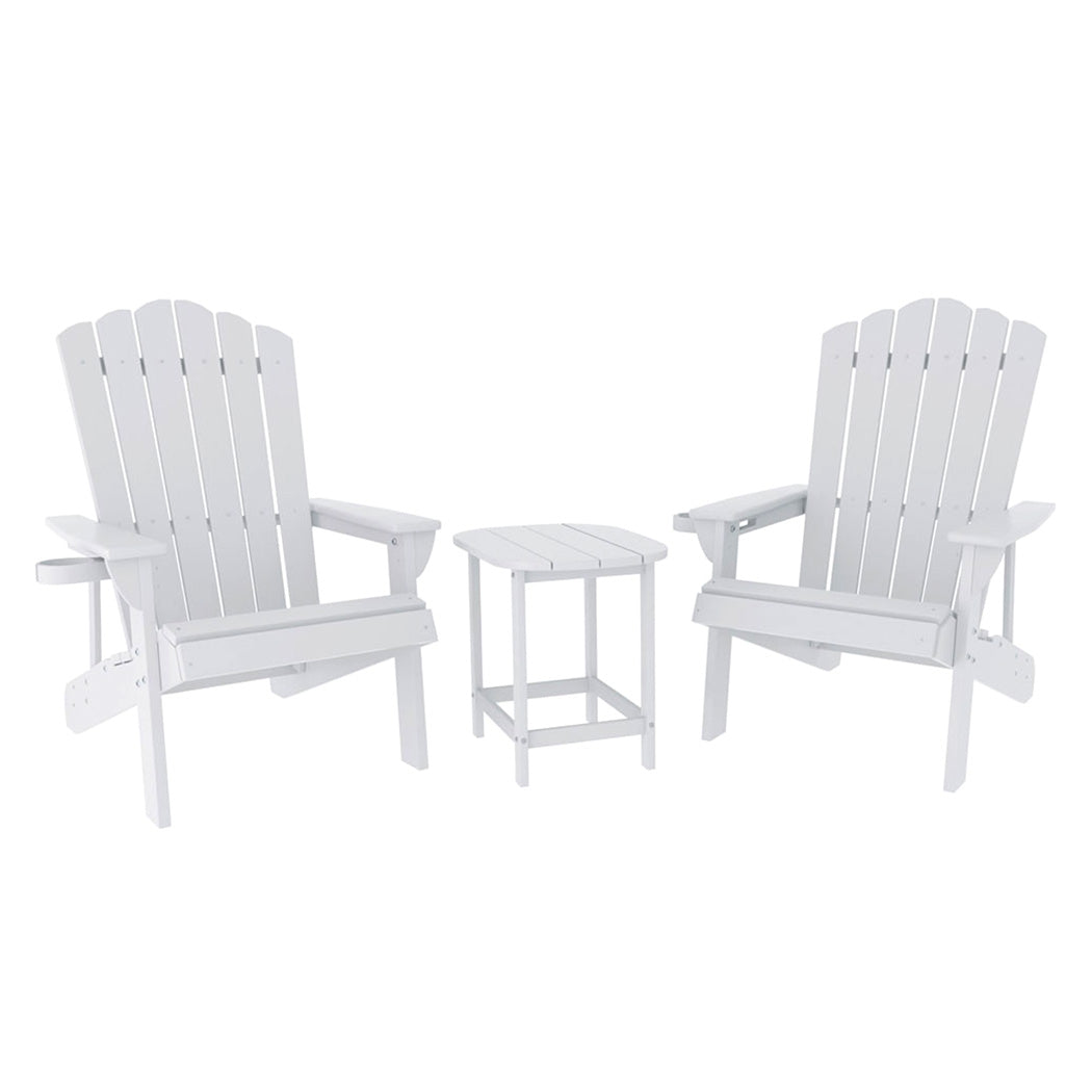 3pc HDPE Adirondack Chair & Side Table Set - White – The Best Backyard