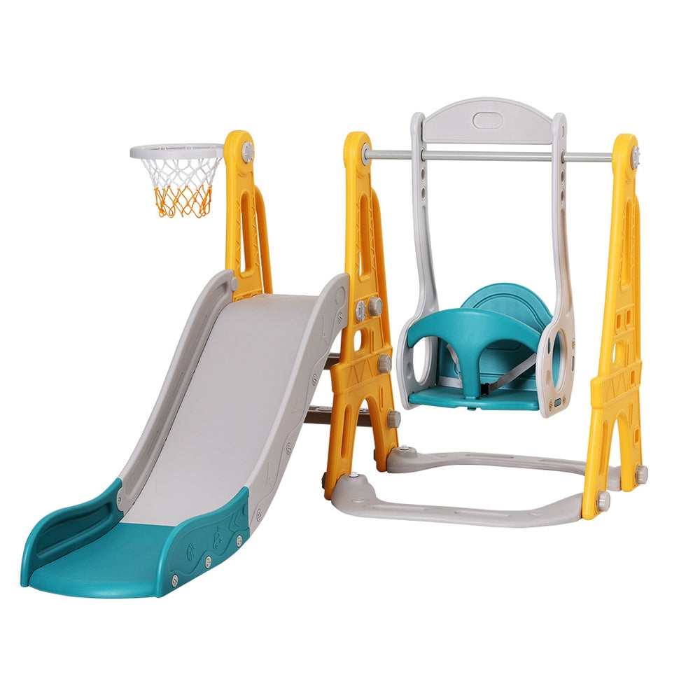 Keezi Kids Slide Swing Set Basketball Outdoor Toys Adjustable Height 1 ...