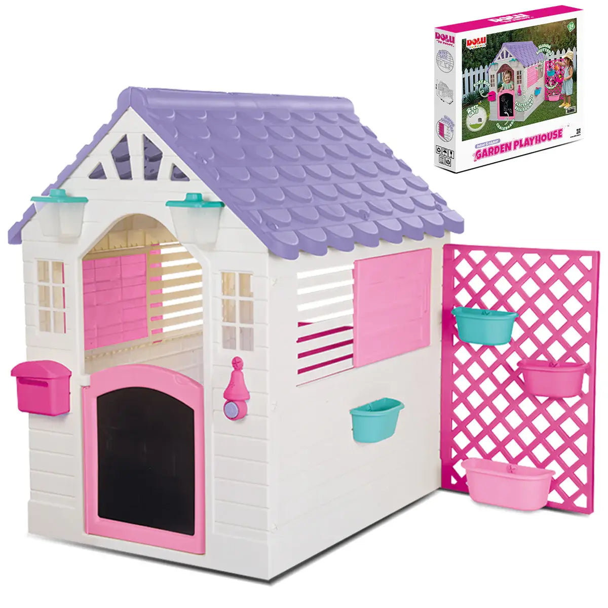 Dolu Garden Playhouse with Fence (Two Colourful Options Available) - L ...
