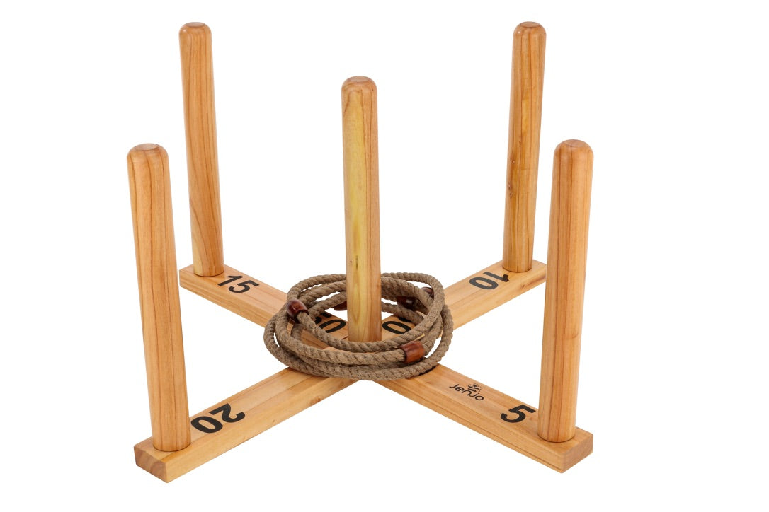 Mega Quoits Wooden Rope Ring Toss Outdoor Game Set 100cm Wide Includin ...