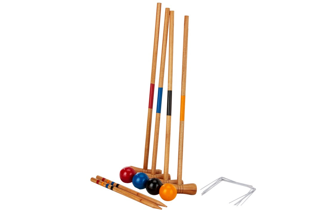 Kid's Wooden Outdoor Mini Croquet Set w/ 4 Mallets – The Best Backyard