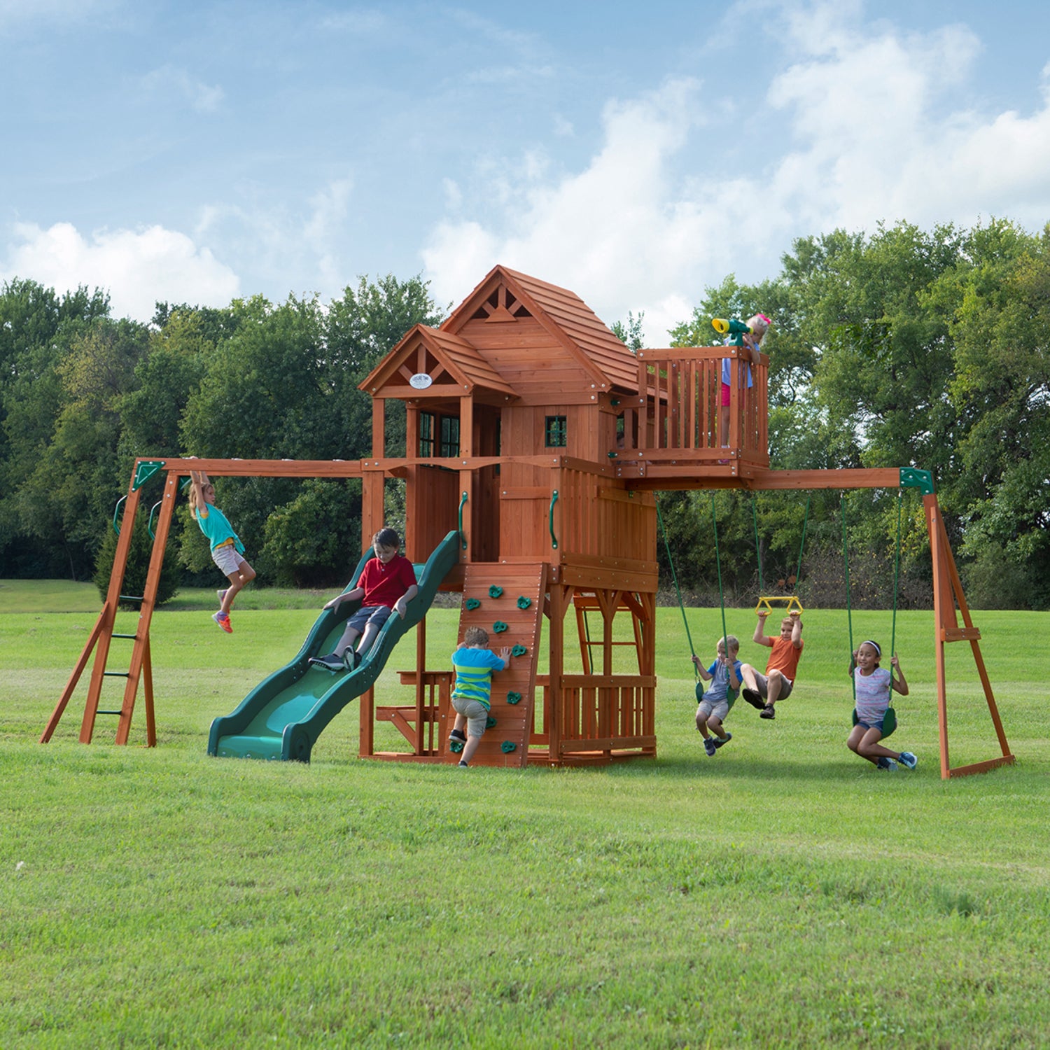 Backyard Discovery Skyfort II Play Centre with Fort, Swings, Monkey Ba ...
