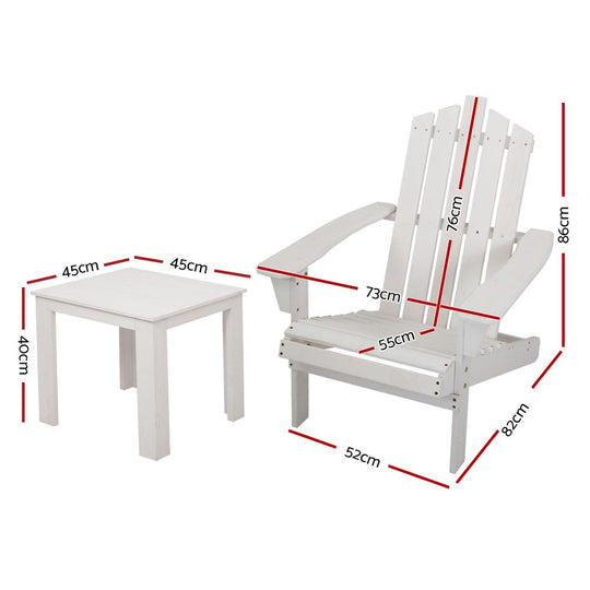 Outdoor Adirondack Deck Chair & Table Set - White – The Best Backyard