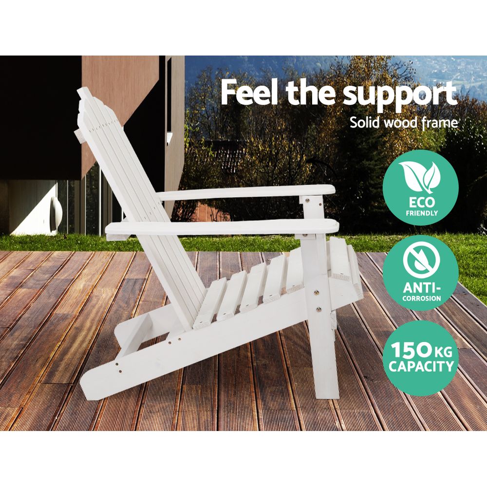 Outdoor Adirondack Deck Chair & Table Set - White – The Best Backyard