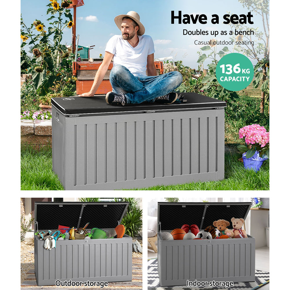 270L Outdoor Storage Box / Bench - Dark Grey – The Best Backyard