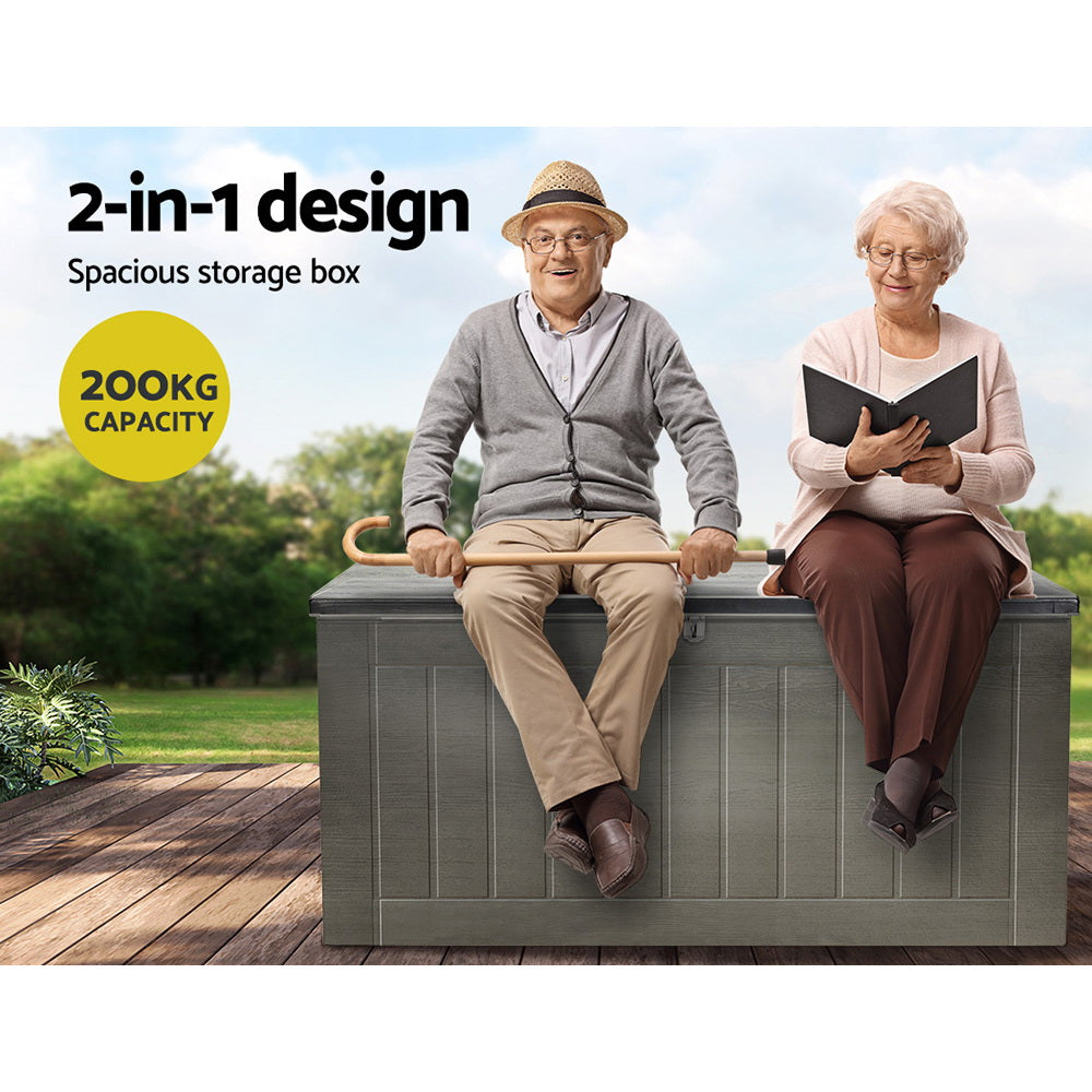 830L Outdoor Storage Box (Lockable / Bench Seat) - Grey – The Best Backyard