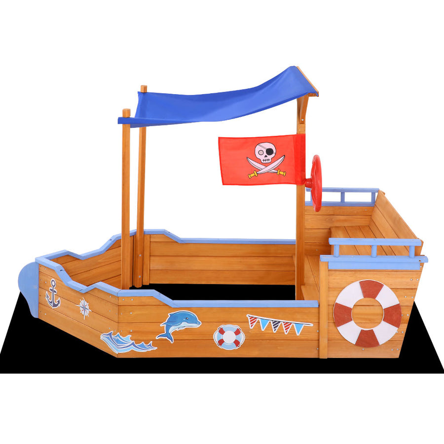 Boat Shaped Sandpit with Small Canopy – The Best Backyard